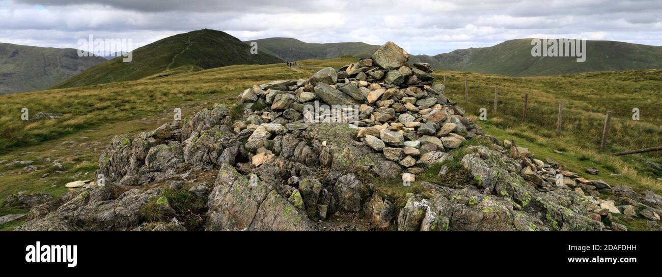 the Summit Cairn of Yoke fell, Hartsop valley, Kirkstone pass, Lake ...