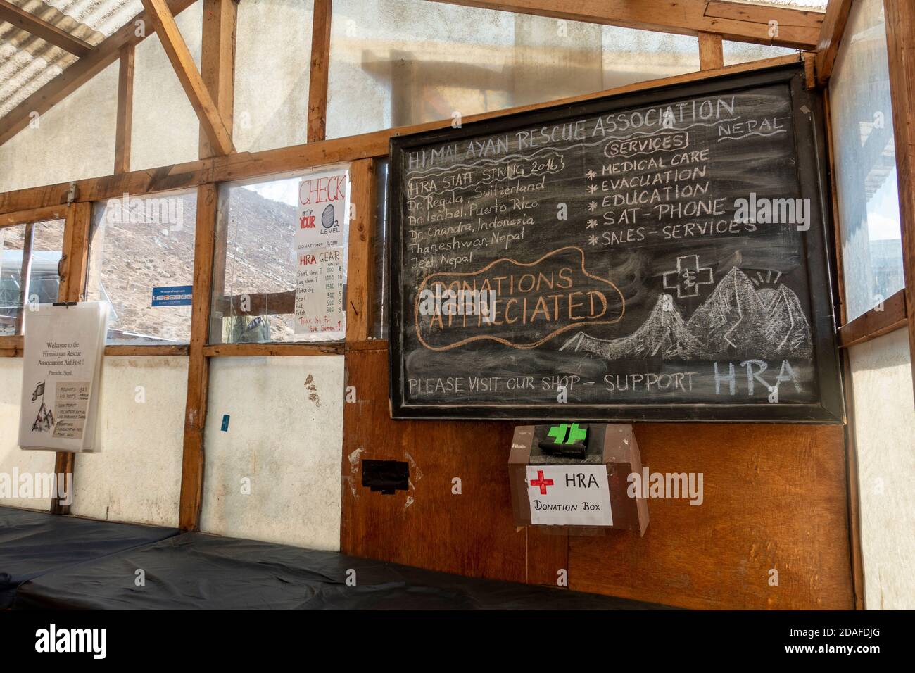 Interior of Himalayan Rescue Association in Pheriche, Nepal showing ...