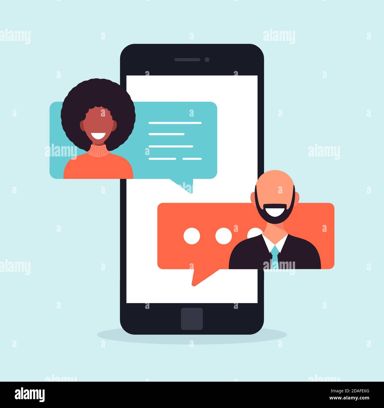 People chatting on mobile. multicultural communication concept. Chat ...