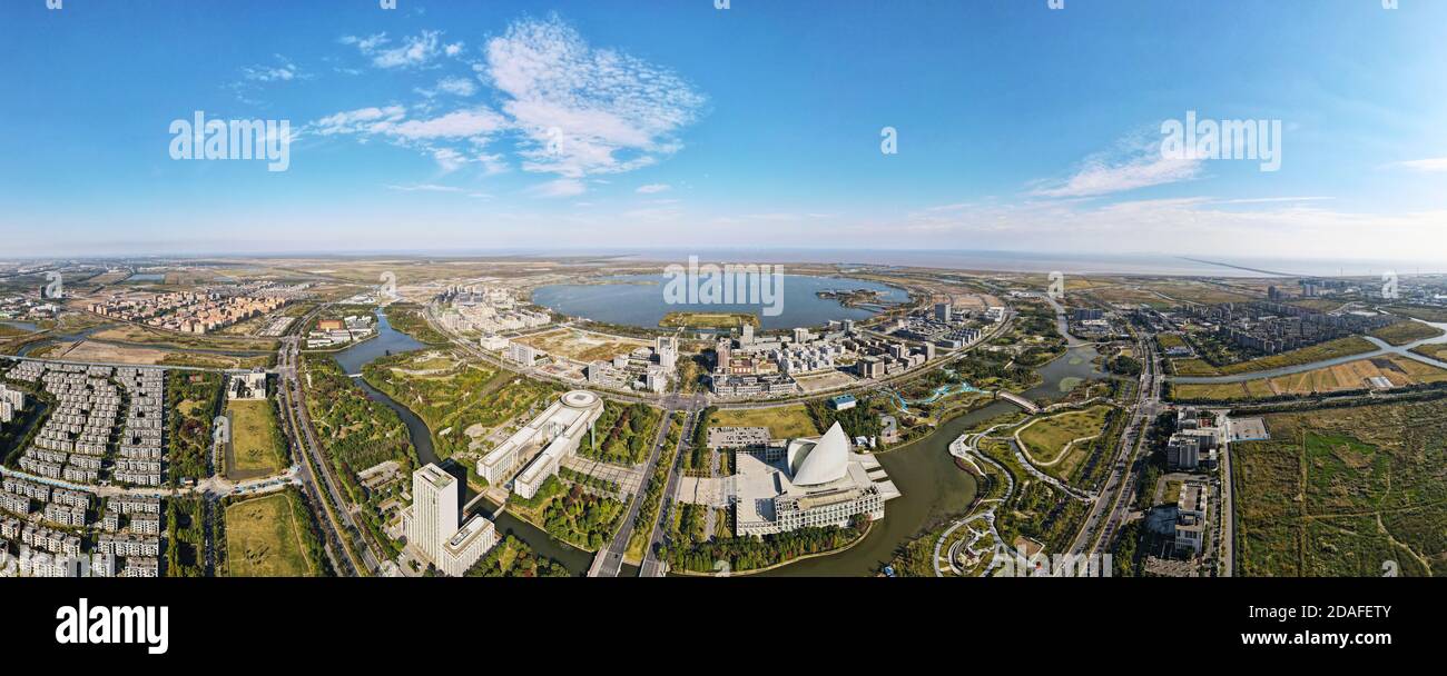 Shanghai. 25th Oct, 2020. Aerial panoramic photo taken on Oct. 25, 2020 ...