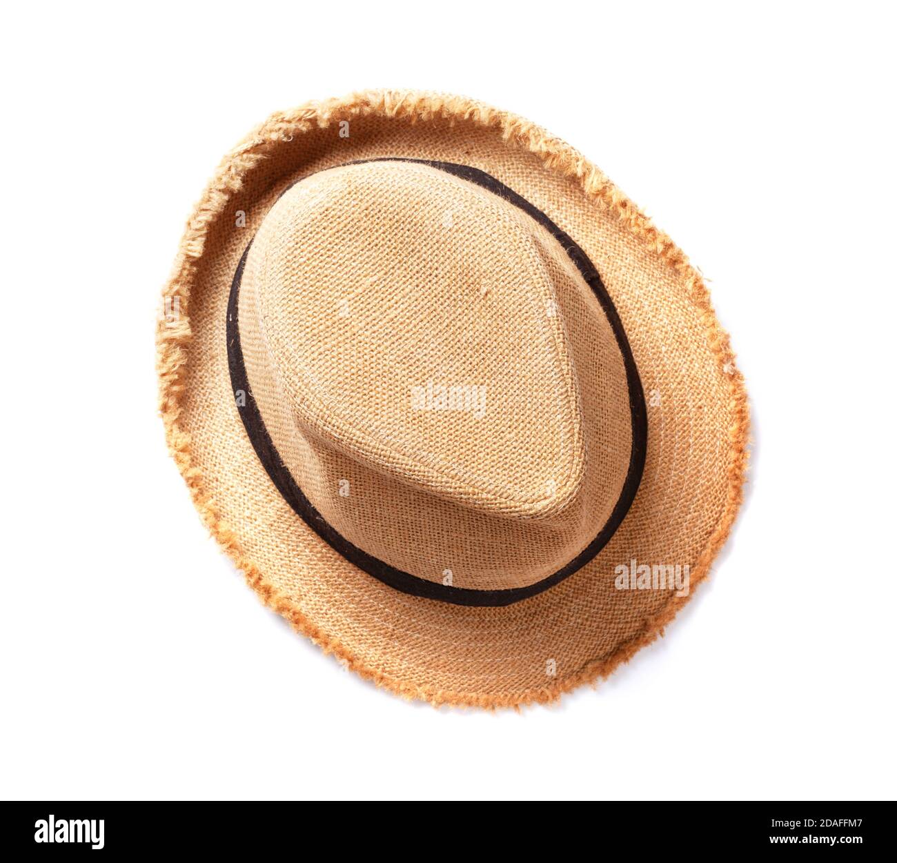 Beach sun hat isolated on white background. Top view flat lay Stock ...