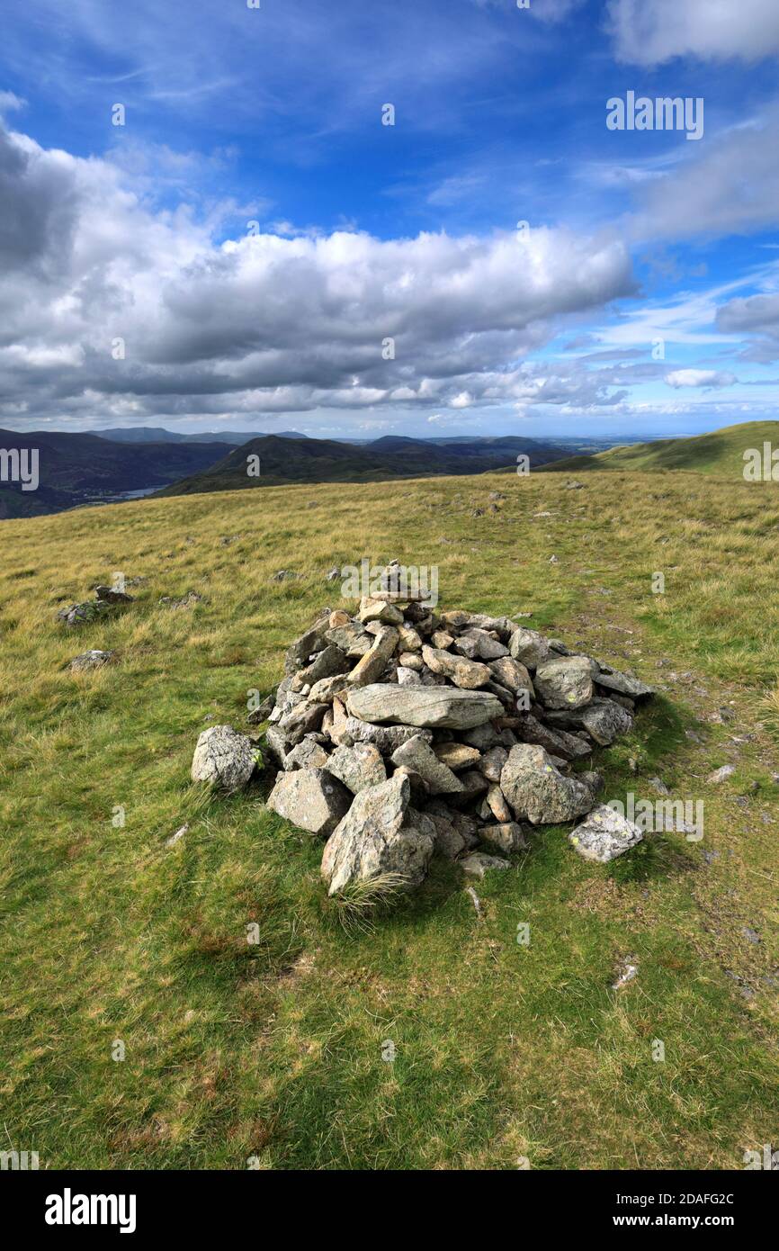 the Summit Cairn of Gray Crag fell, Hartsop valley, Kirkstone pass ...