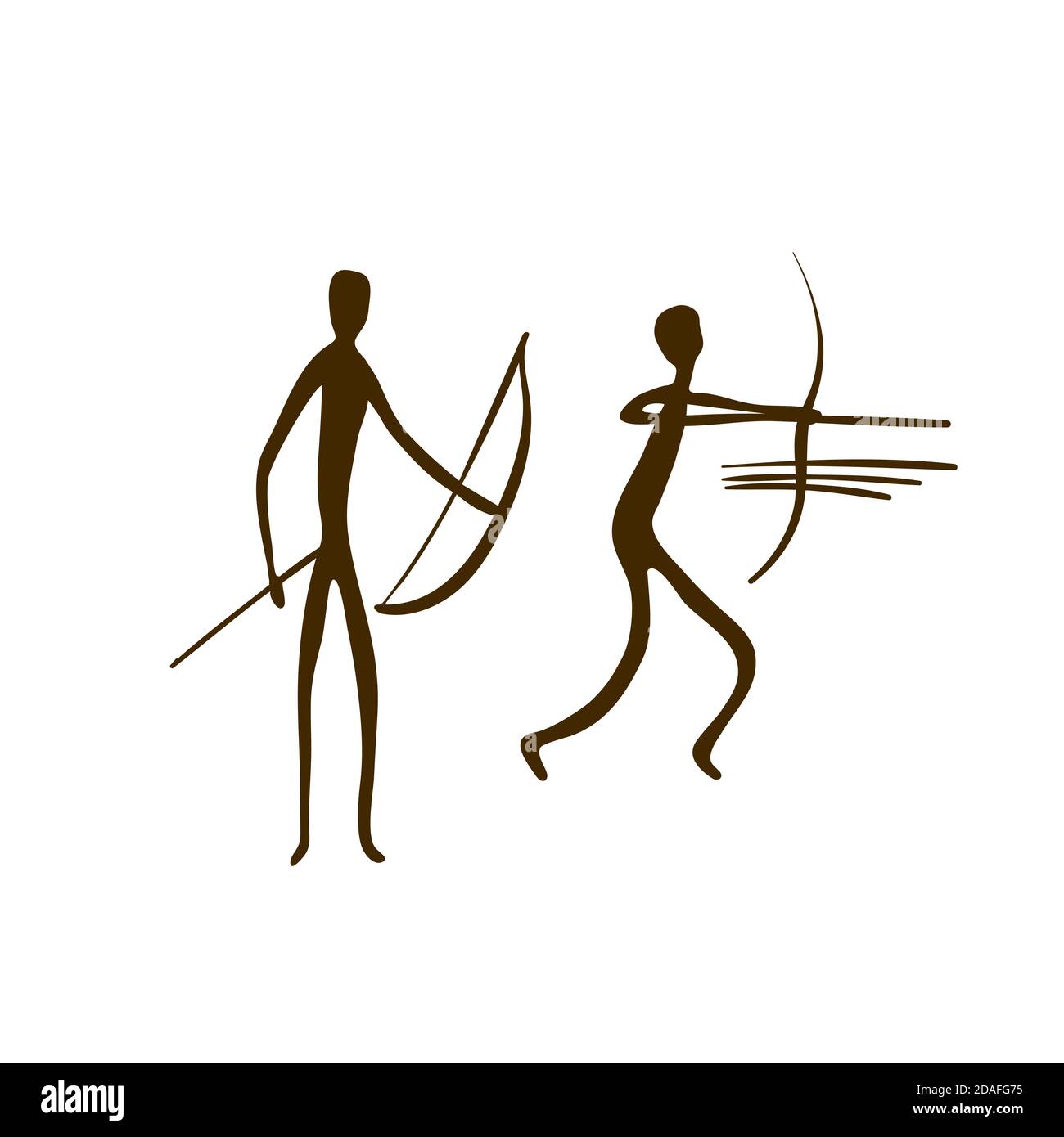 Cave paintings - ancient hand-painted petroglyphs. Various animals and ...