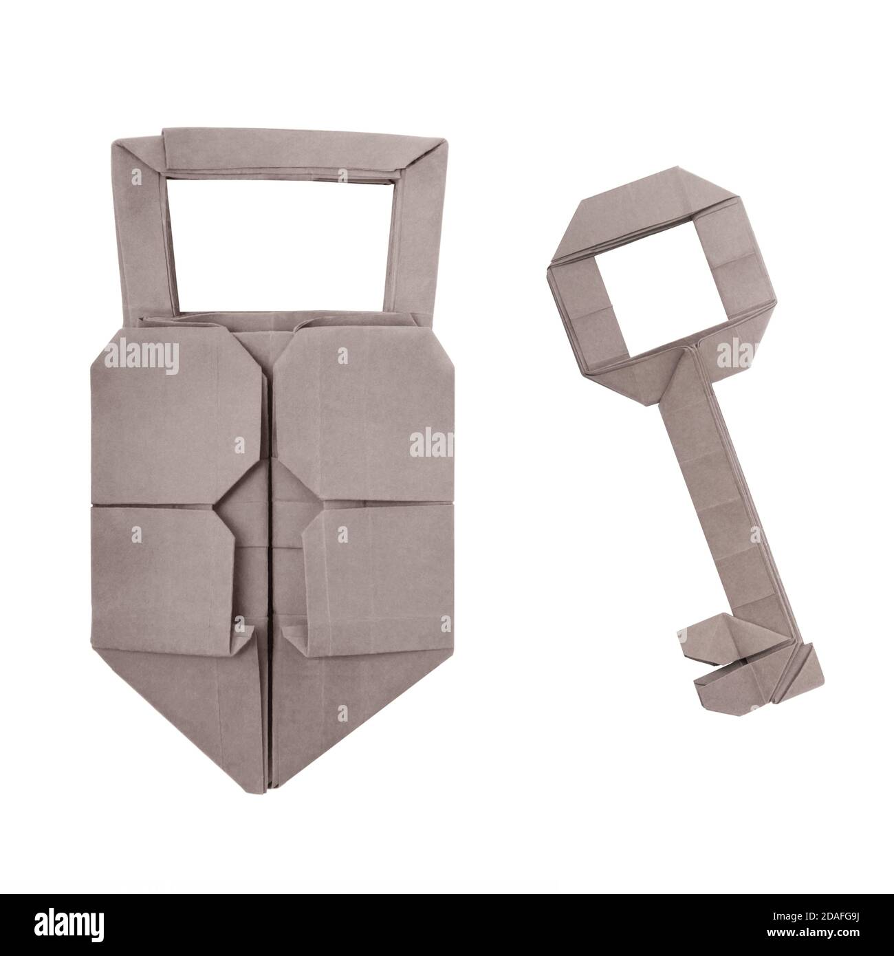 Origami paper padlock with key isolated on a white Stock Photo - Alamy