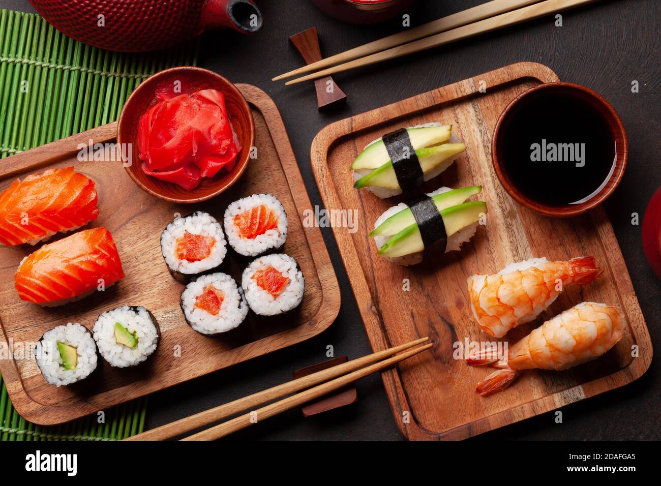Japanese sushi set. Top view flat lay Stock Photo - Alamy