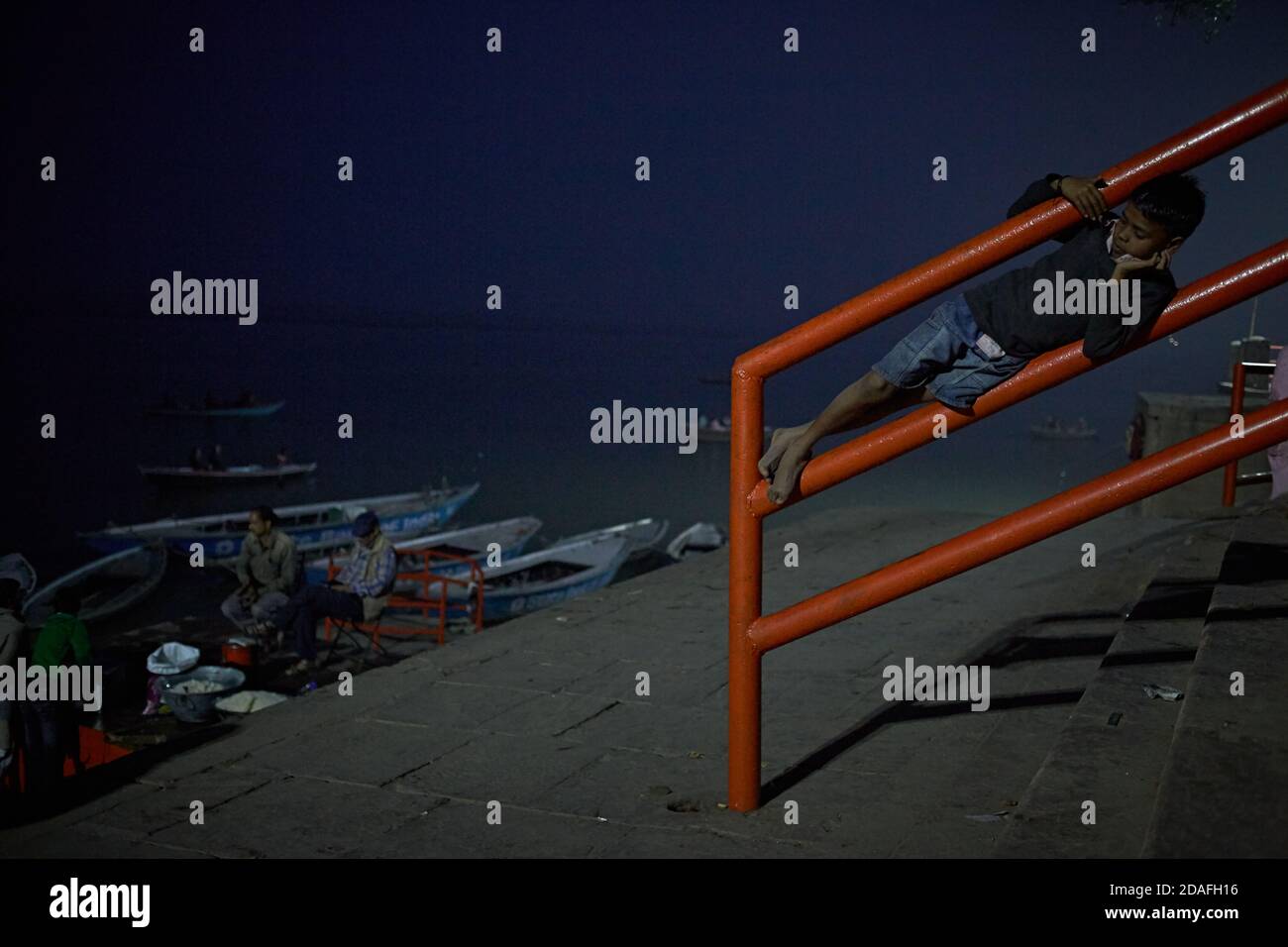 Indian boy in holy river hi-res stock photography and images - Alamy