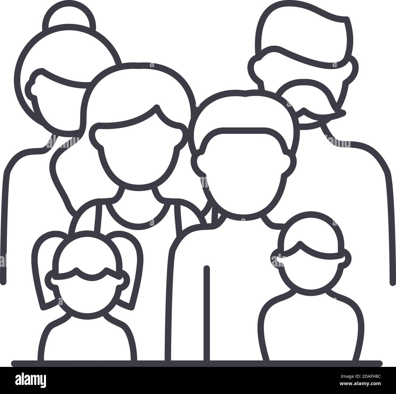 Big family icon, linear isolated illustration, thin line vector, web ...