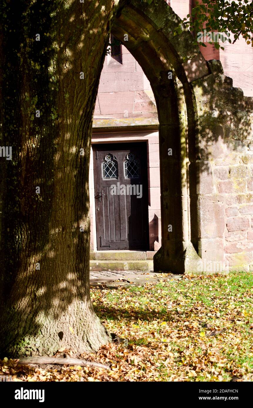 monastery door with tree in the forground Stock Photo - Alamy