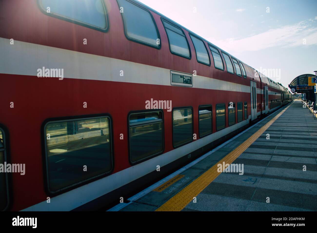 Tel Aviv Israel November 11, 2020 View of a traditional red Israeli ...