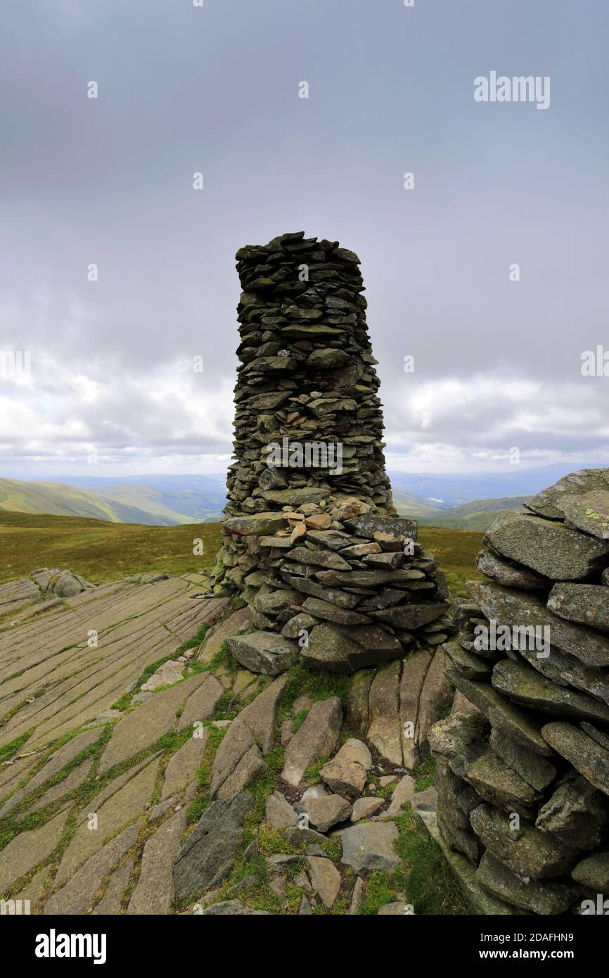the Summit Cairn of Thornthwaite Crag fell, Hartsop valley, Kirkstone ...