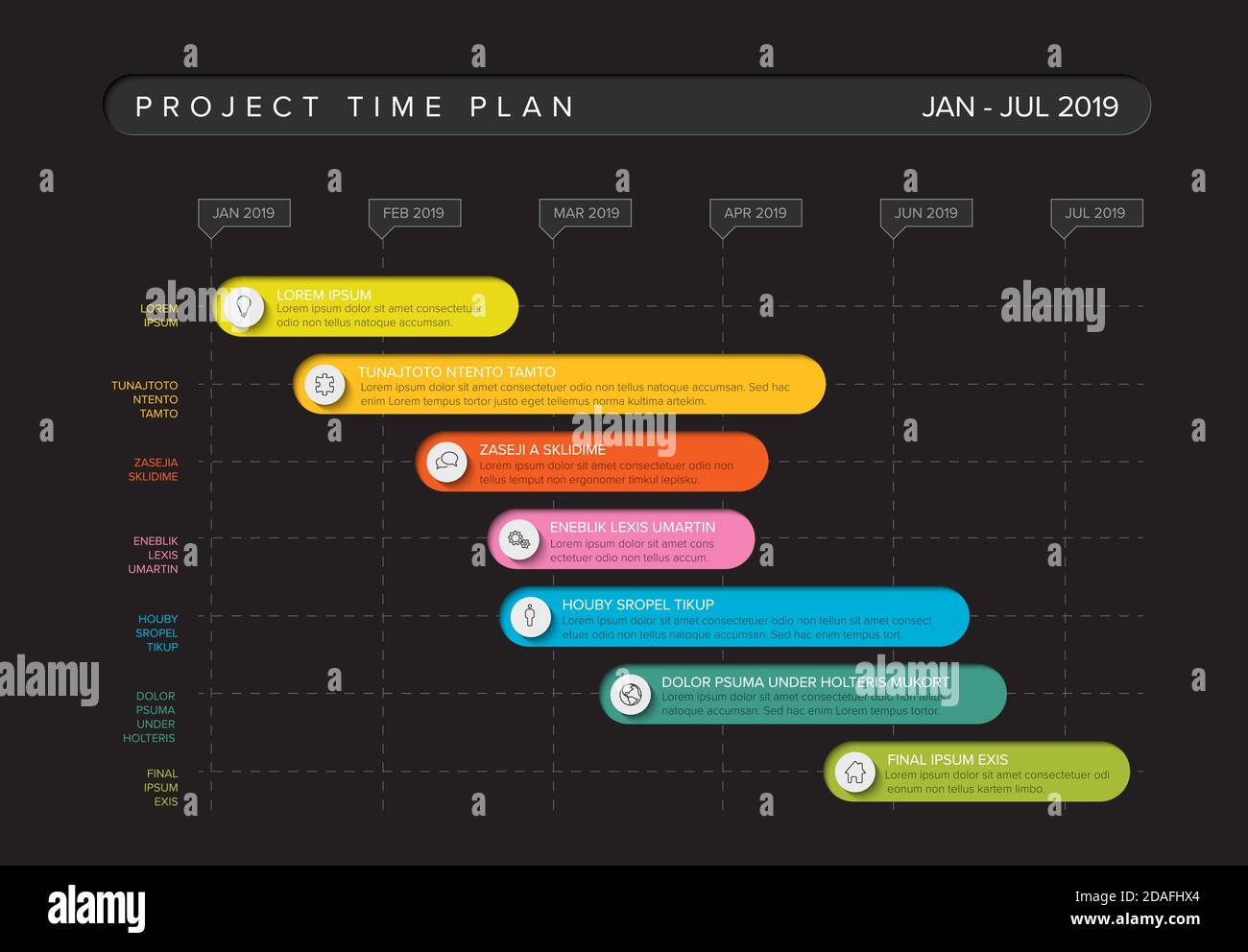 Vector project timeline graph - gantt progress chart with highlighet ...