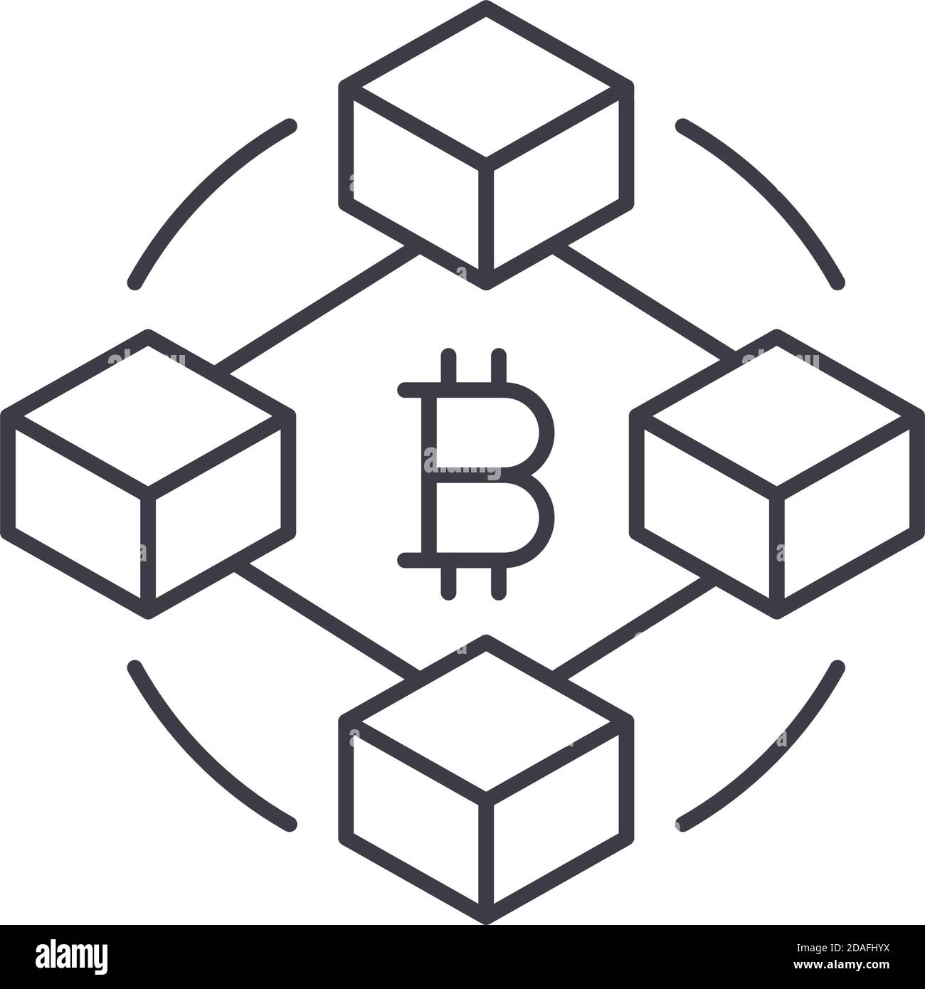 Blockchain technology icon, linear isolated illustration, thin line ...