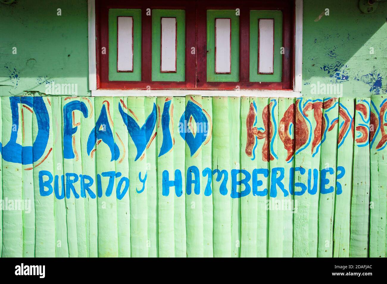 Dominican Republic, Rio San Juan, Wooden shack selling fast food Stock ...