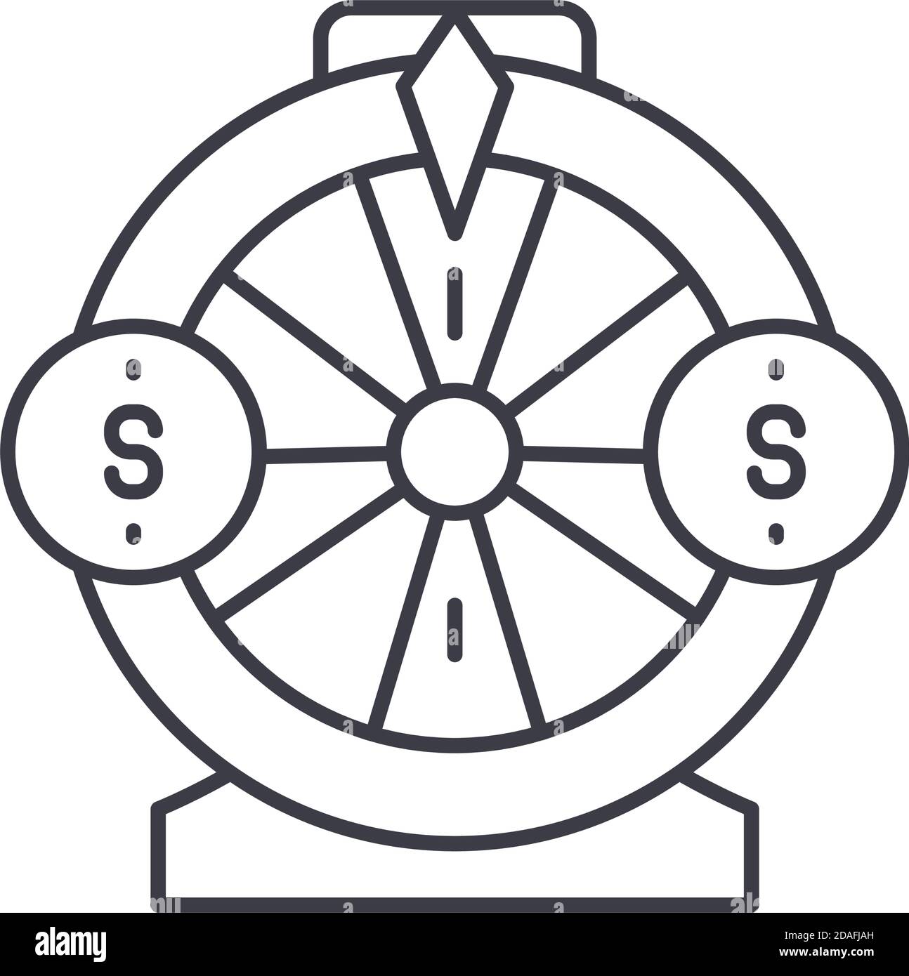 Big six wheel icon, linear isolated illustration, thin line vector, web ...