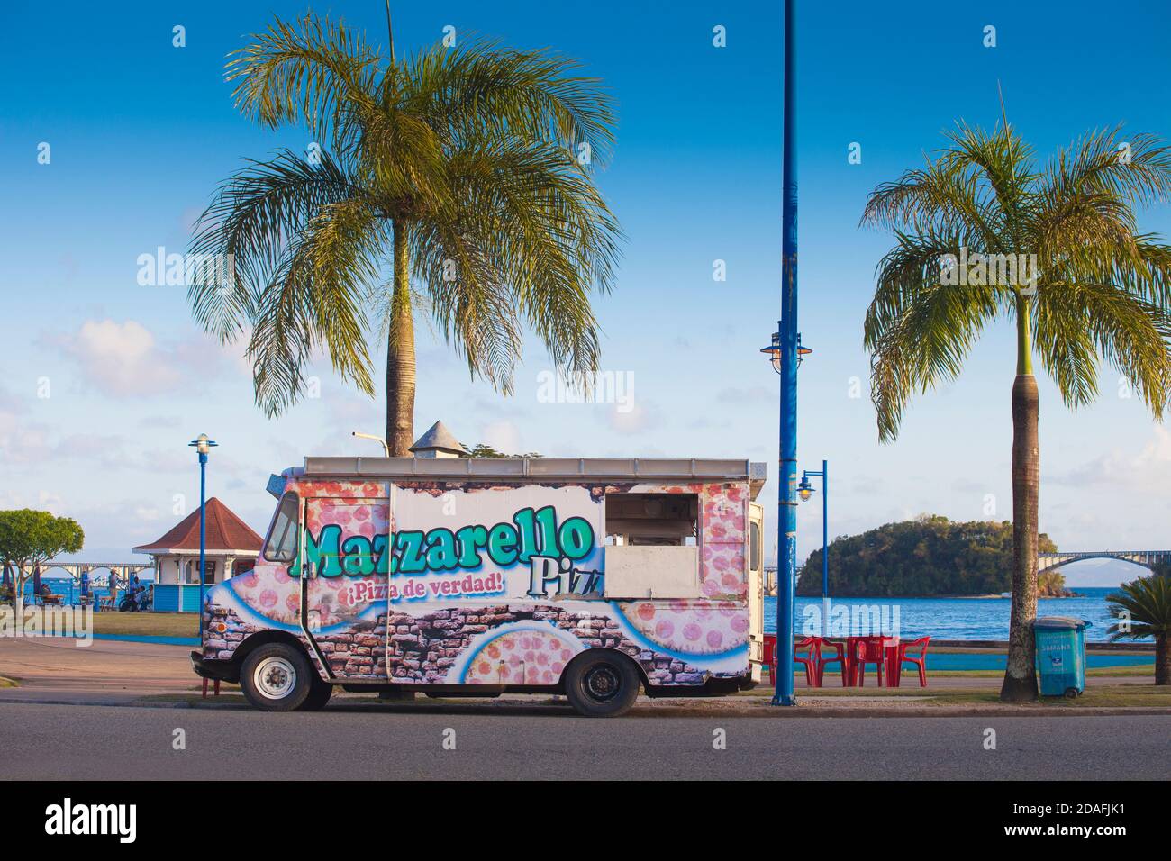 Dominican Republic, Eastern Peninsula De Samana, Semana, Pizza van at ...