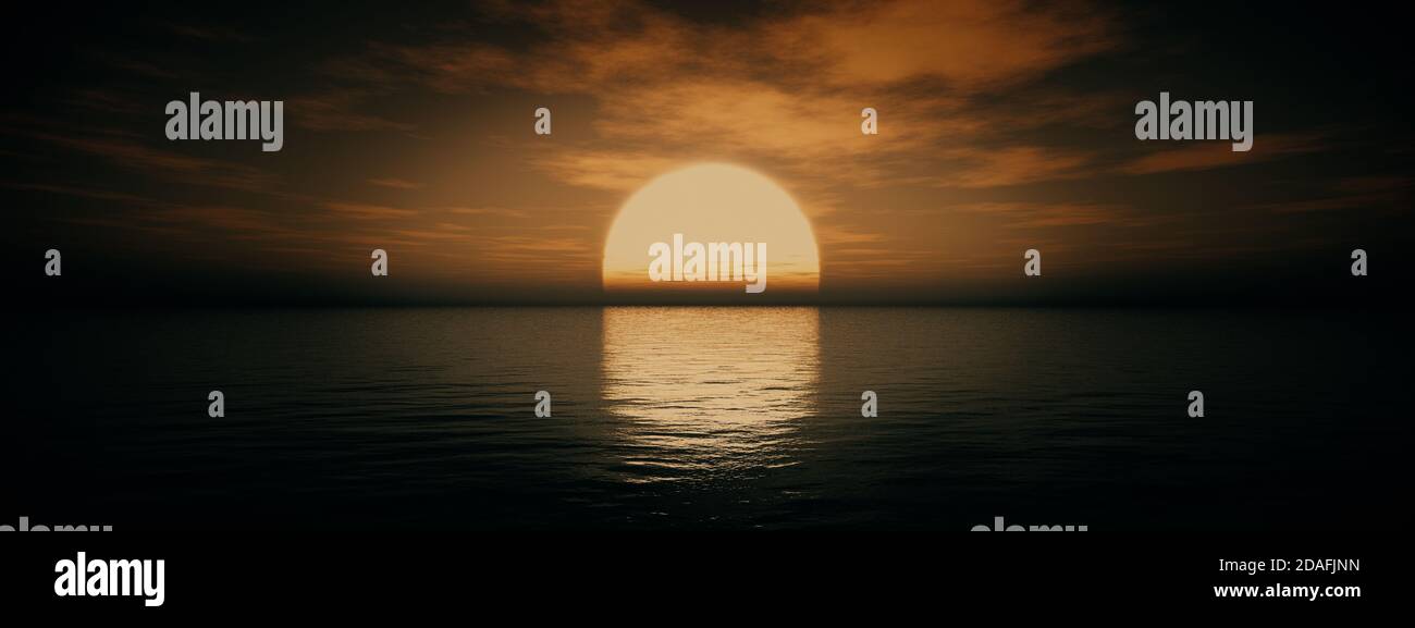 3d render sunset over ocean hi-res stock photography and images - Alamy