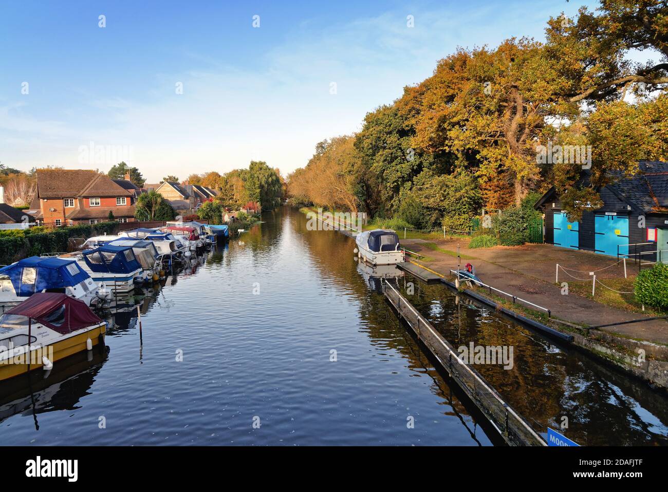 The River Wey navigation canal as viewed from Parvis road bridge at ...