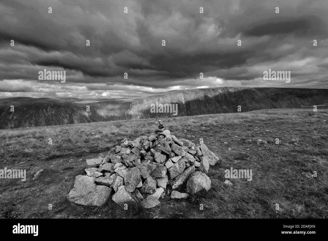 the Summit Cairn of Gray Crag fell, Hartsop valley, Kirkstone pass ...