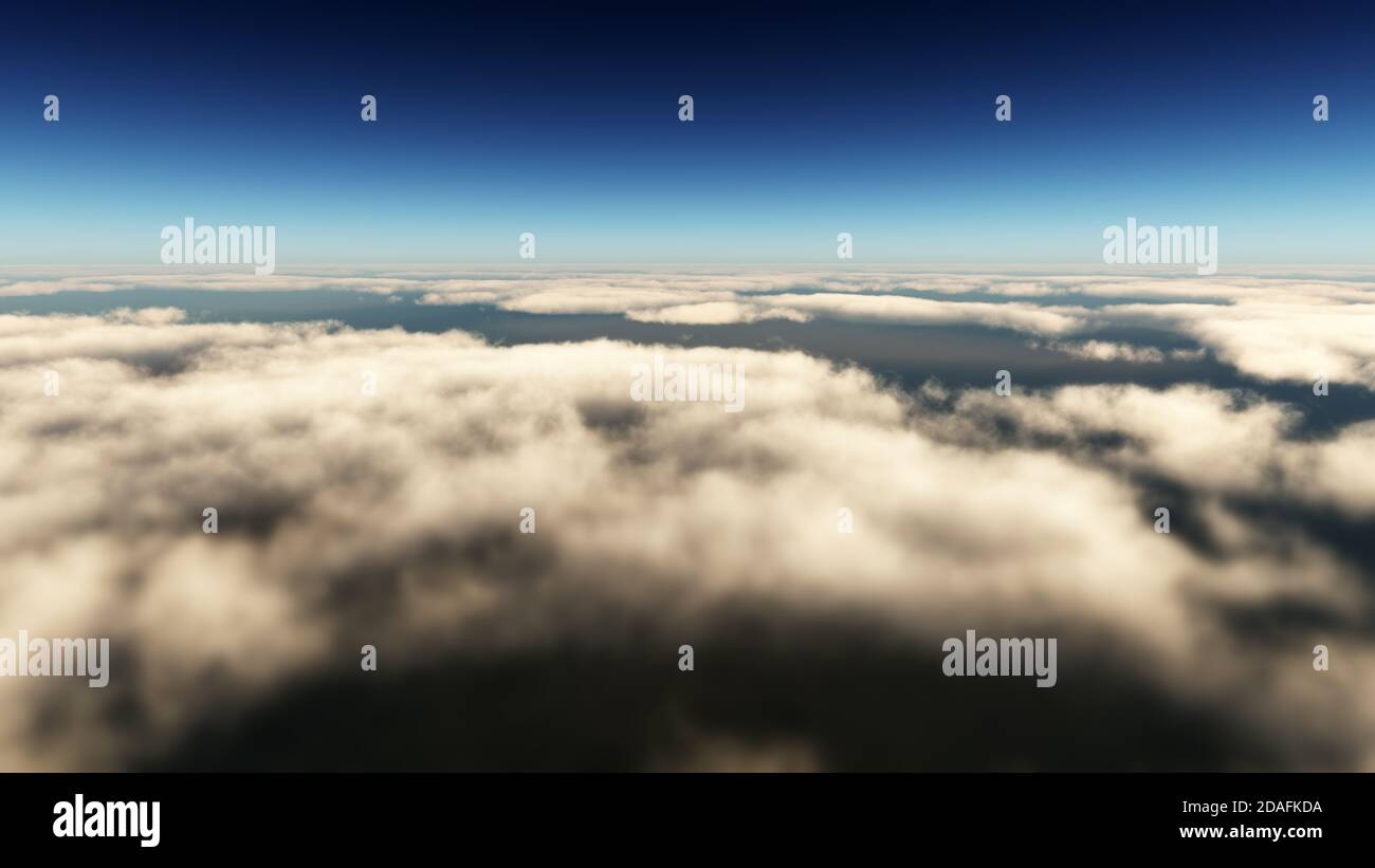 high above clouds sunset 3d render illustration Stock Photo - Alamy