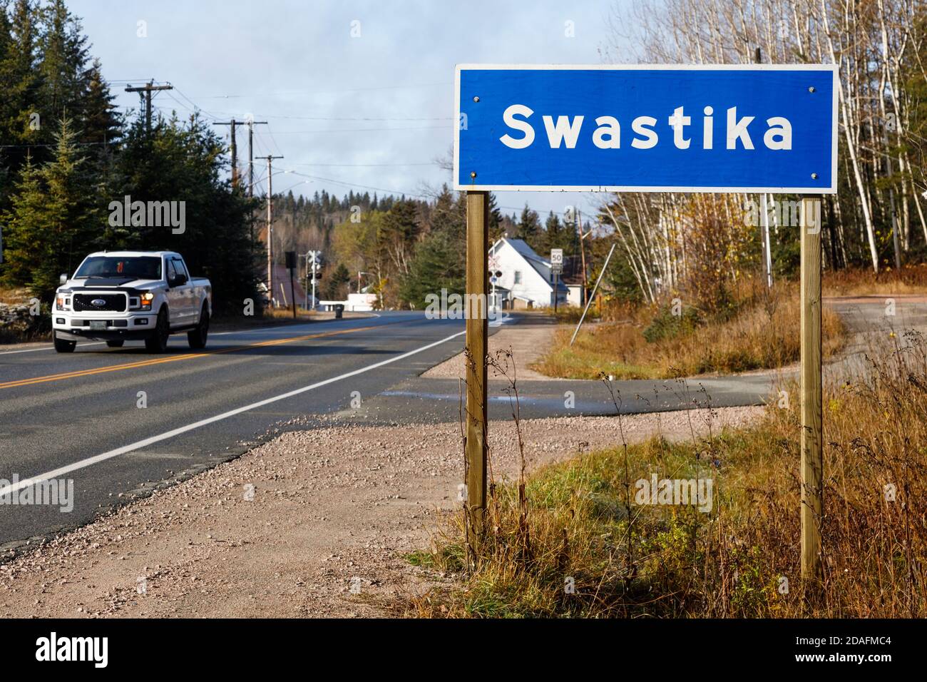 The Gateway Sign or Welcome Sign for the Community of Swastika in ...