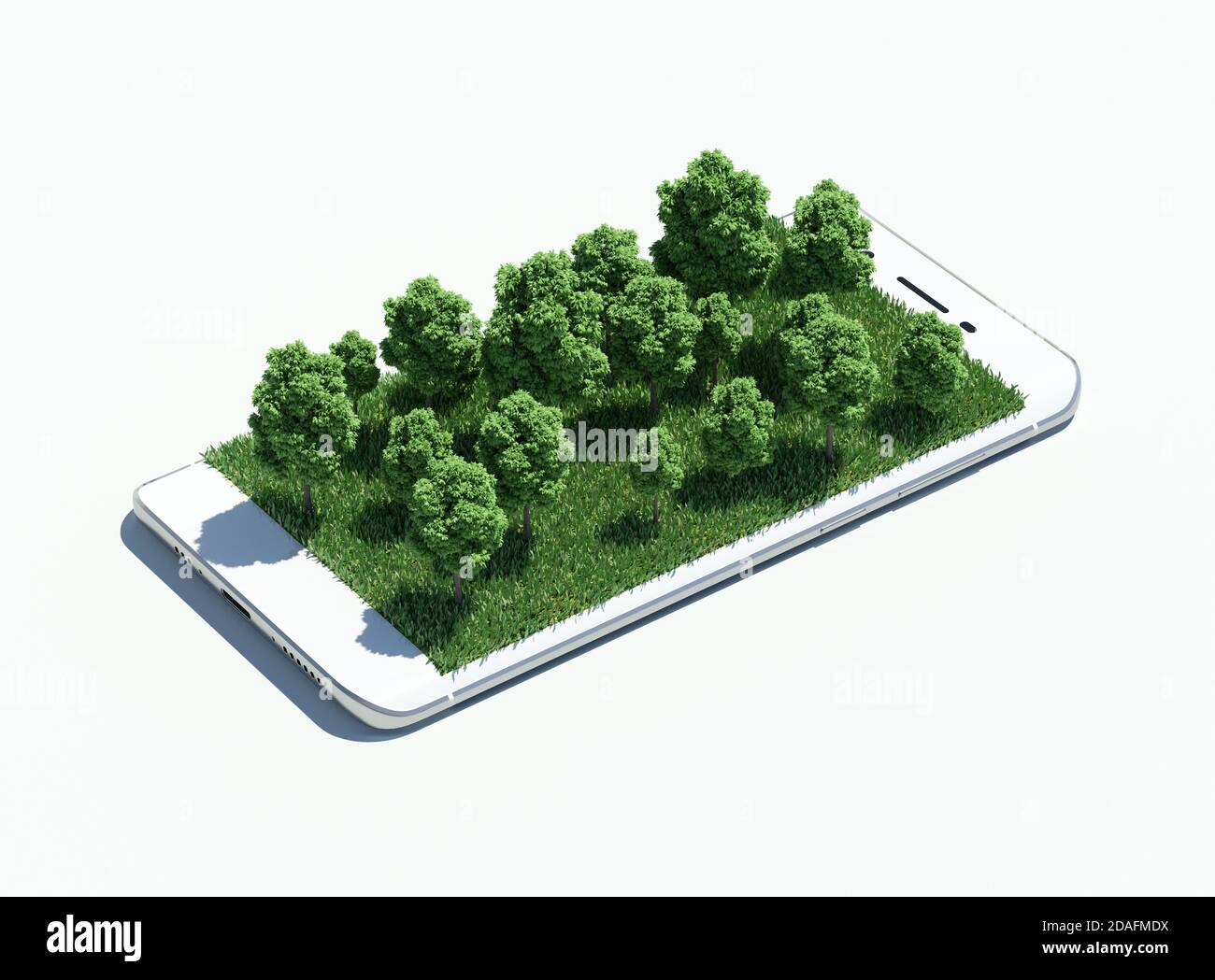 Forest emerging from a smartphone screen Stock Photo - Alamy