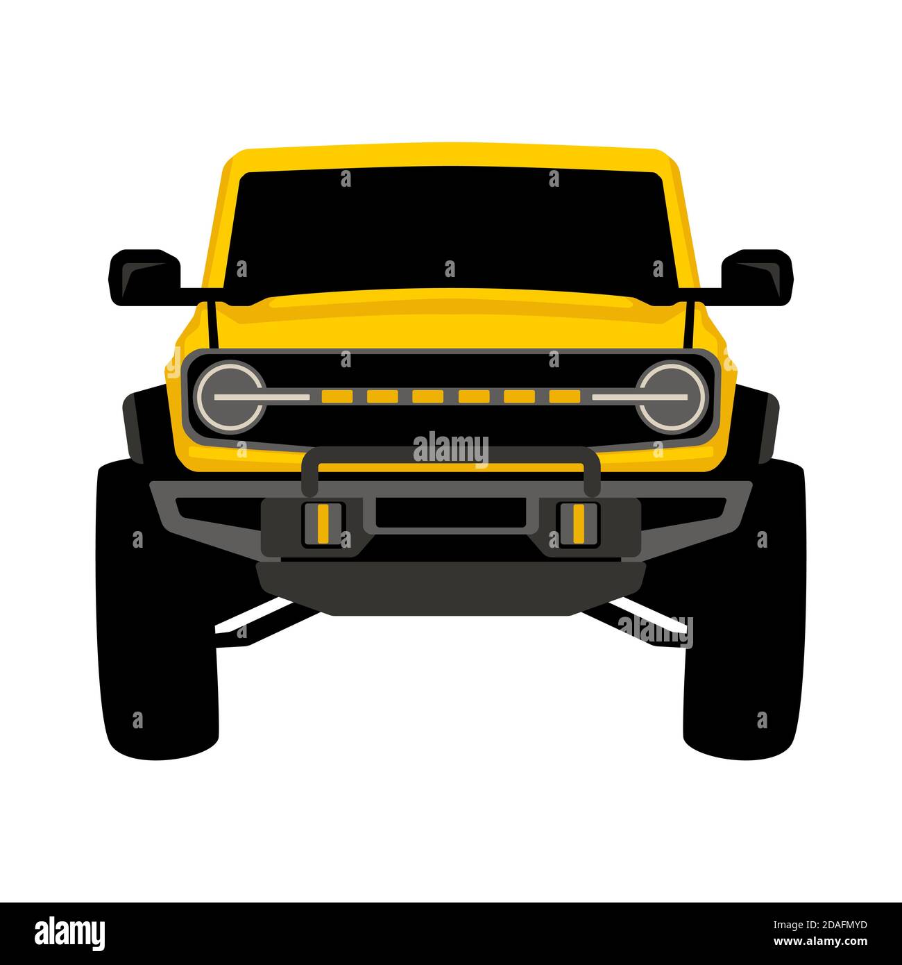 yellow off road truck , front view, vector illustration, flat style ...
