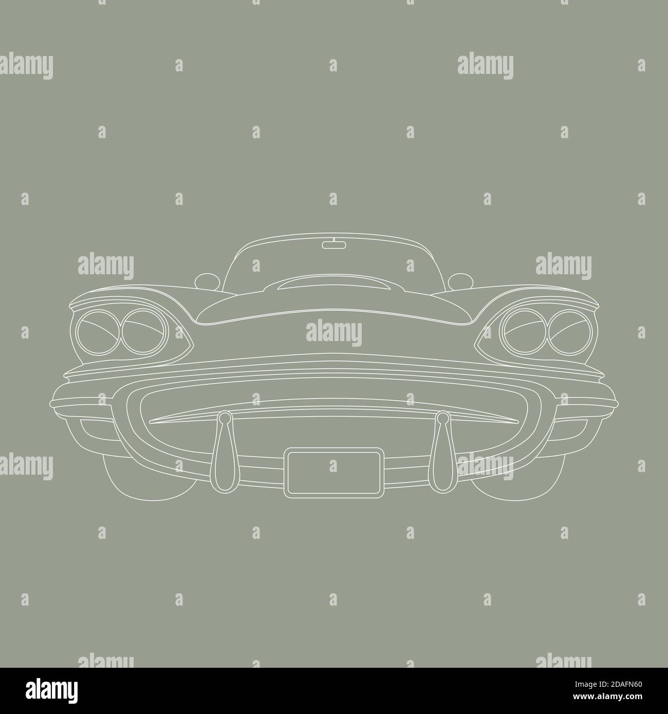 old vintage car ,vector illustration ,lining draw ,front side Stock ...
