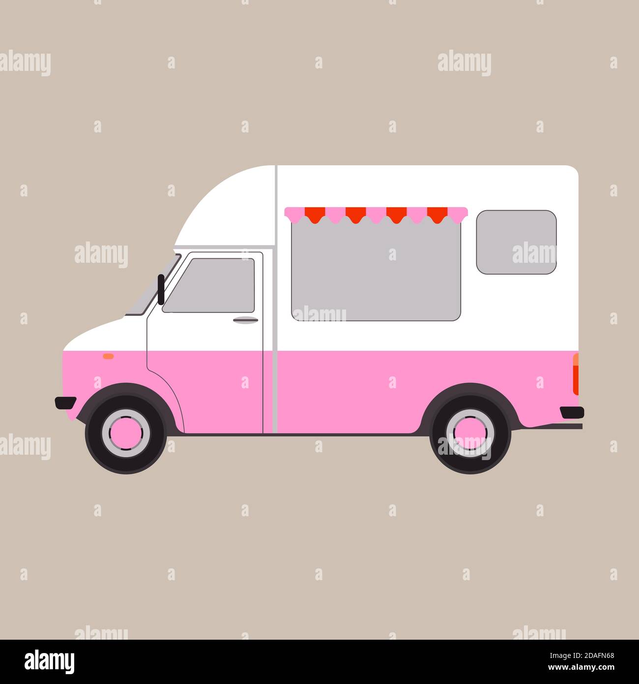 cargo van ice cream,vector illustration, flat style,profile side Stock ...