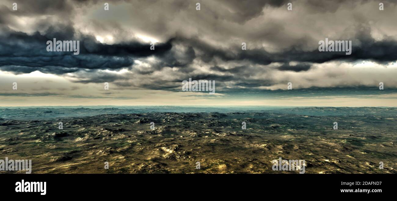 landscape area panorama clouds 3d render illustration Stock Photo - Alamy
