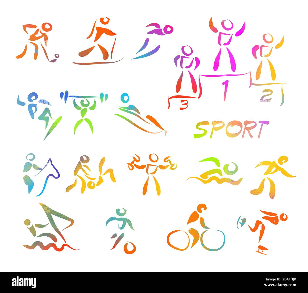 Athletes multicolored symbols. Sport icons. Vector illustration Stock ...