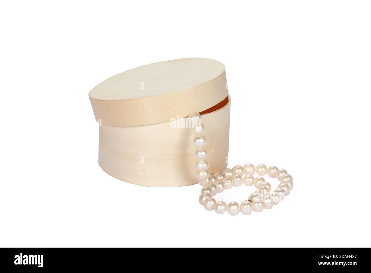 Round box with pearls isolated on white background Stock Photo - Alamy