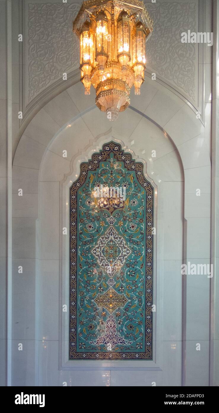 Detail of the traditional colourful patterns used on the omani interior ...