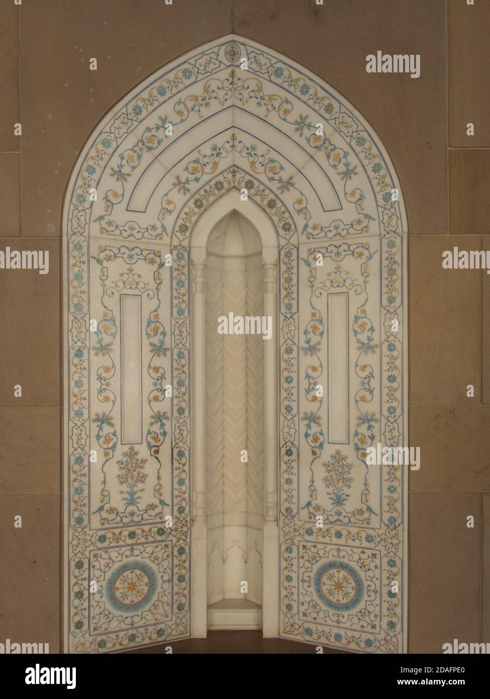 Detail of the traditional colourful patterns used on the omani interior ...