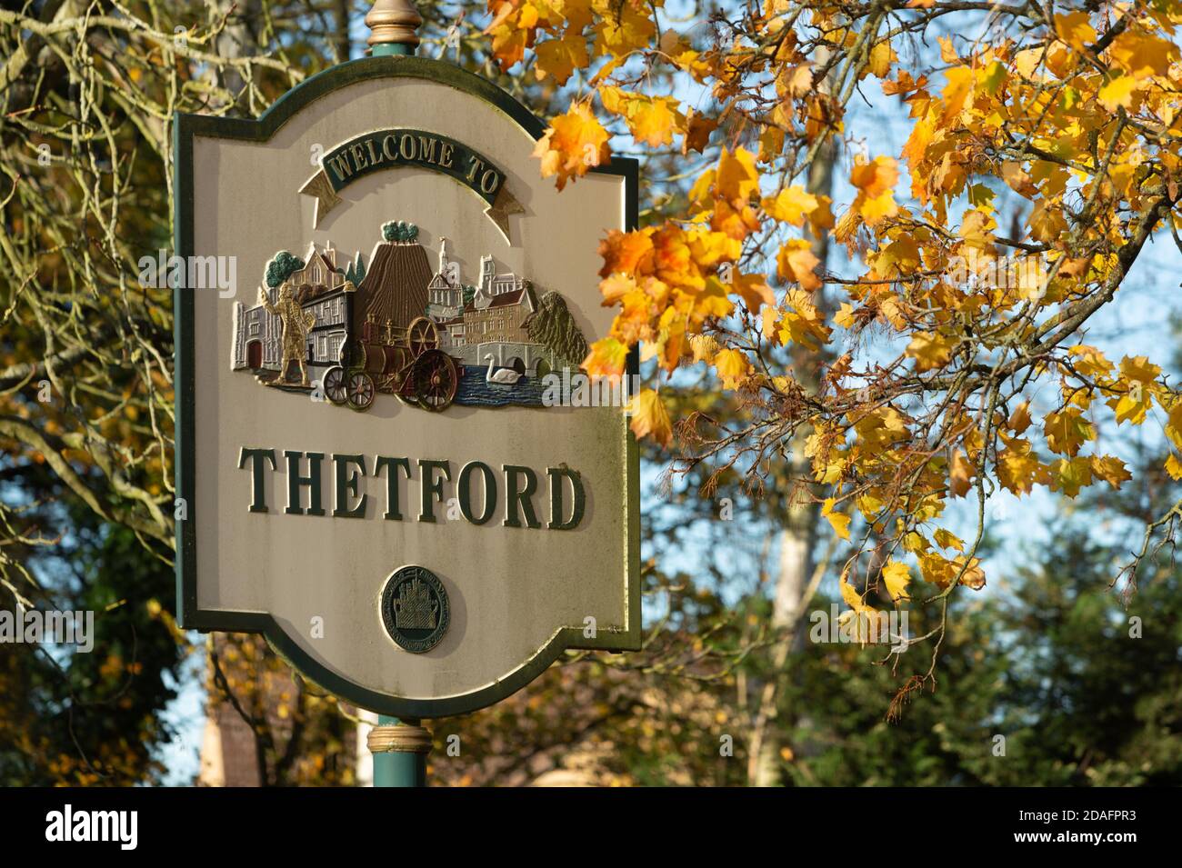 Welcome to Thetford sign at Castle Street near the former Bridge Public ...