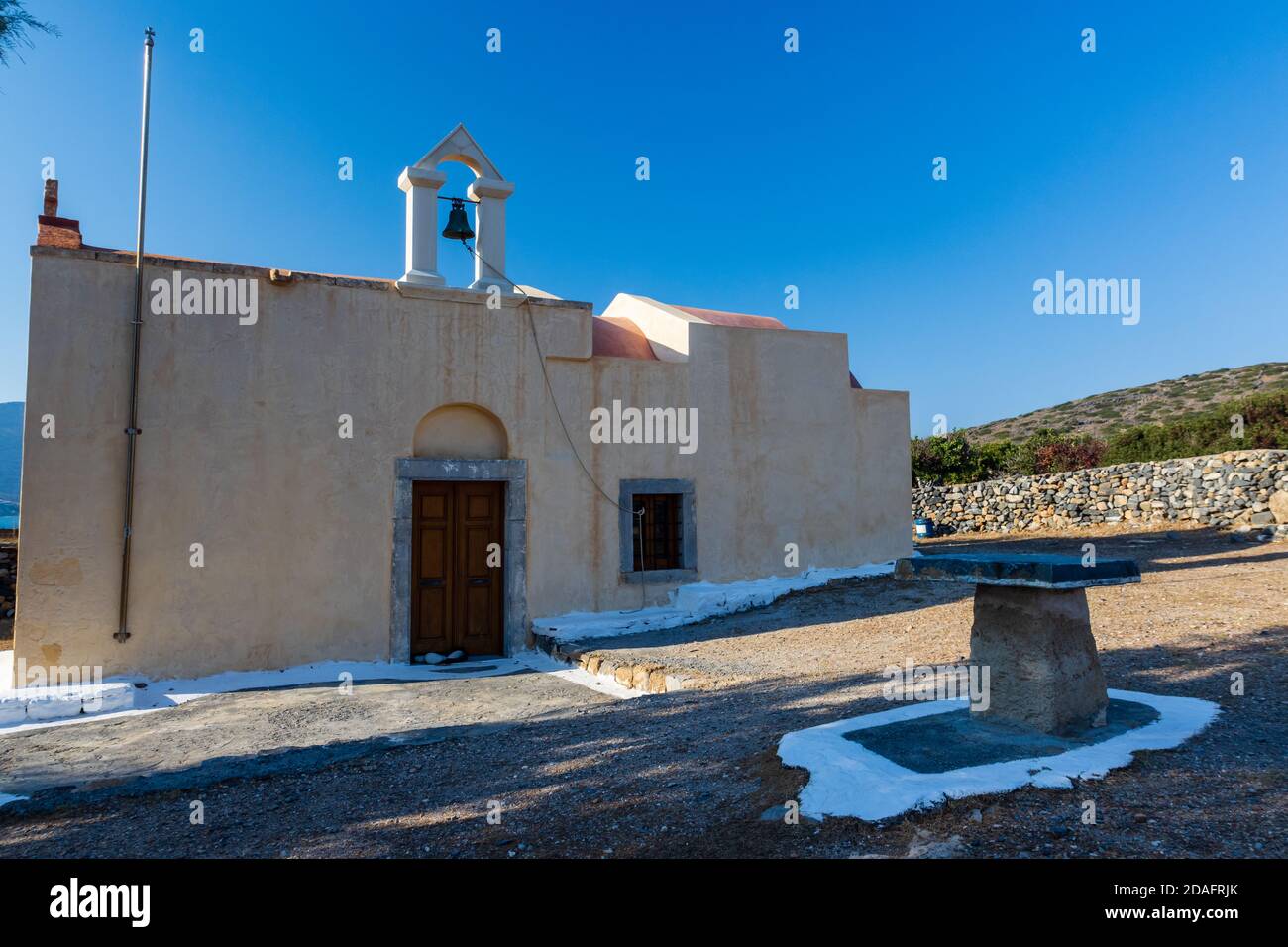 A small Greek church on the Kolokitha Peninsula near the town of ...
