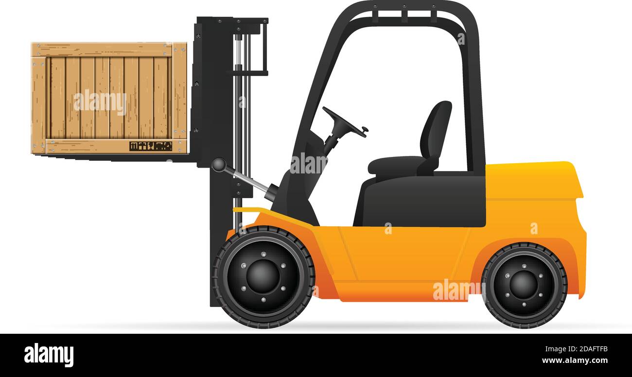 Forklift with wooden box on a white background Stock Vector Image & Art ...