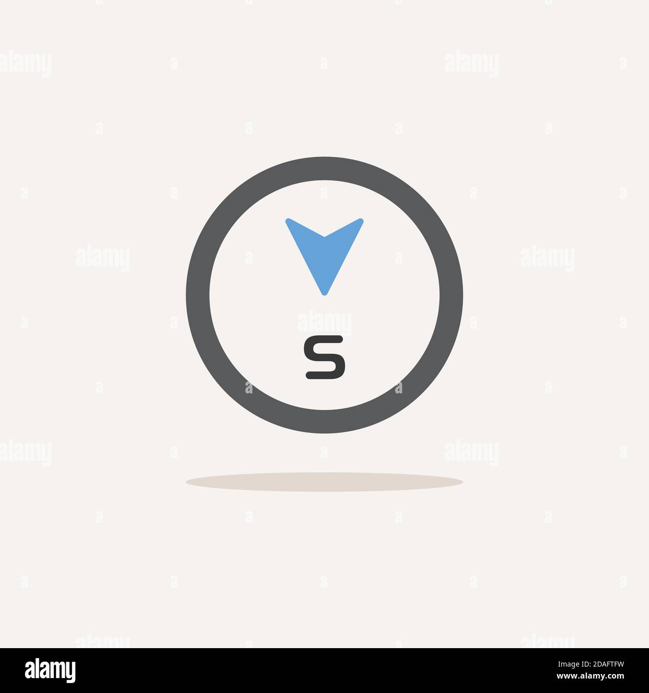 South direction. Color icon with shadow. Weather glyph vector ...