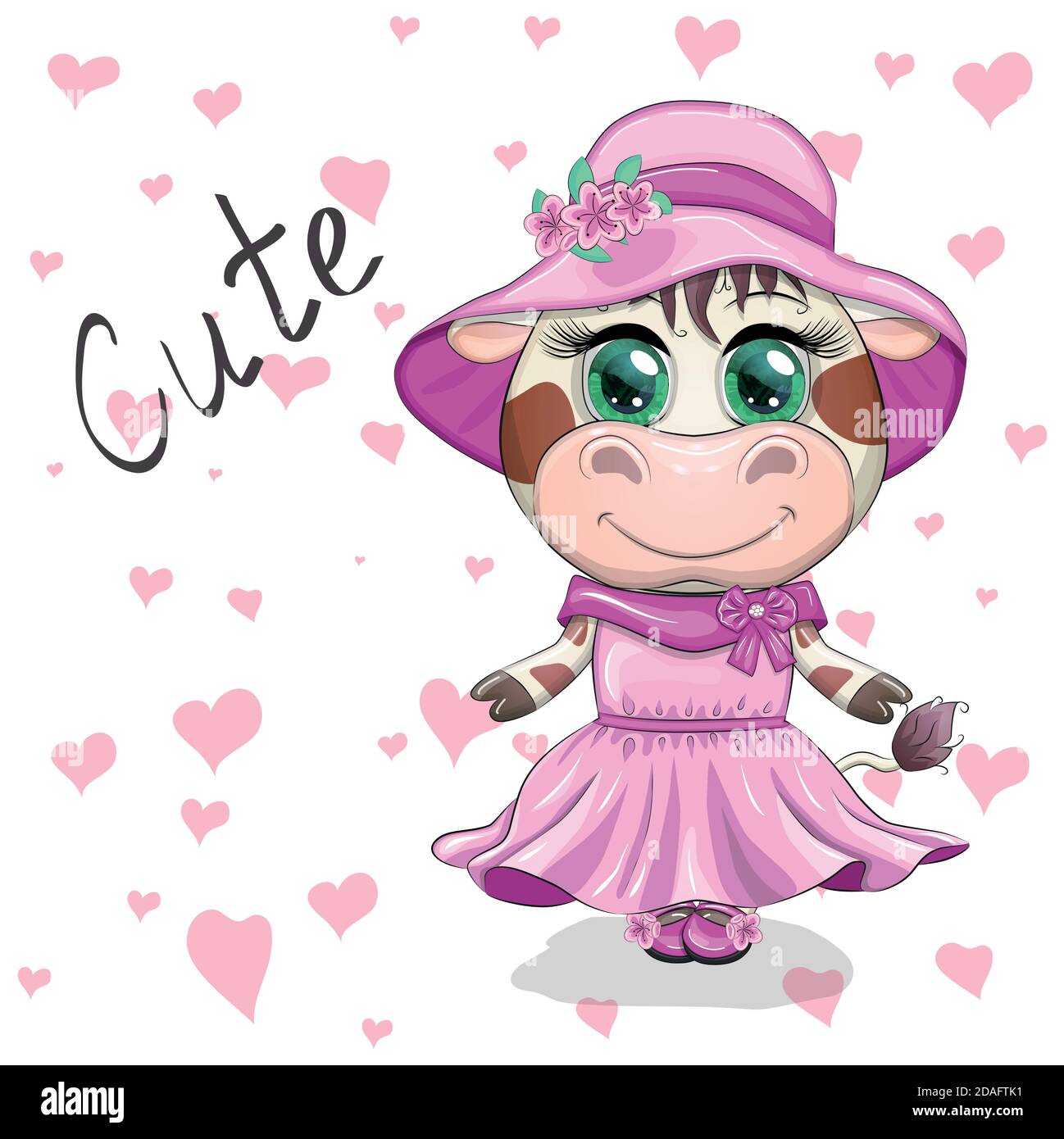 Cute Cartoon Princess Cow on a white background Stock Vector Image ...