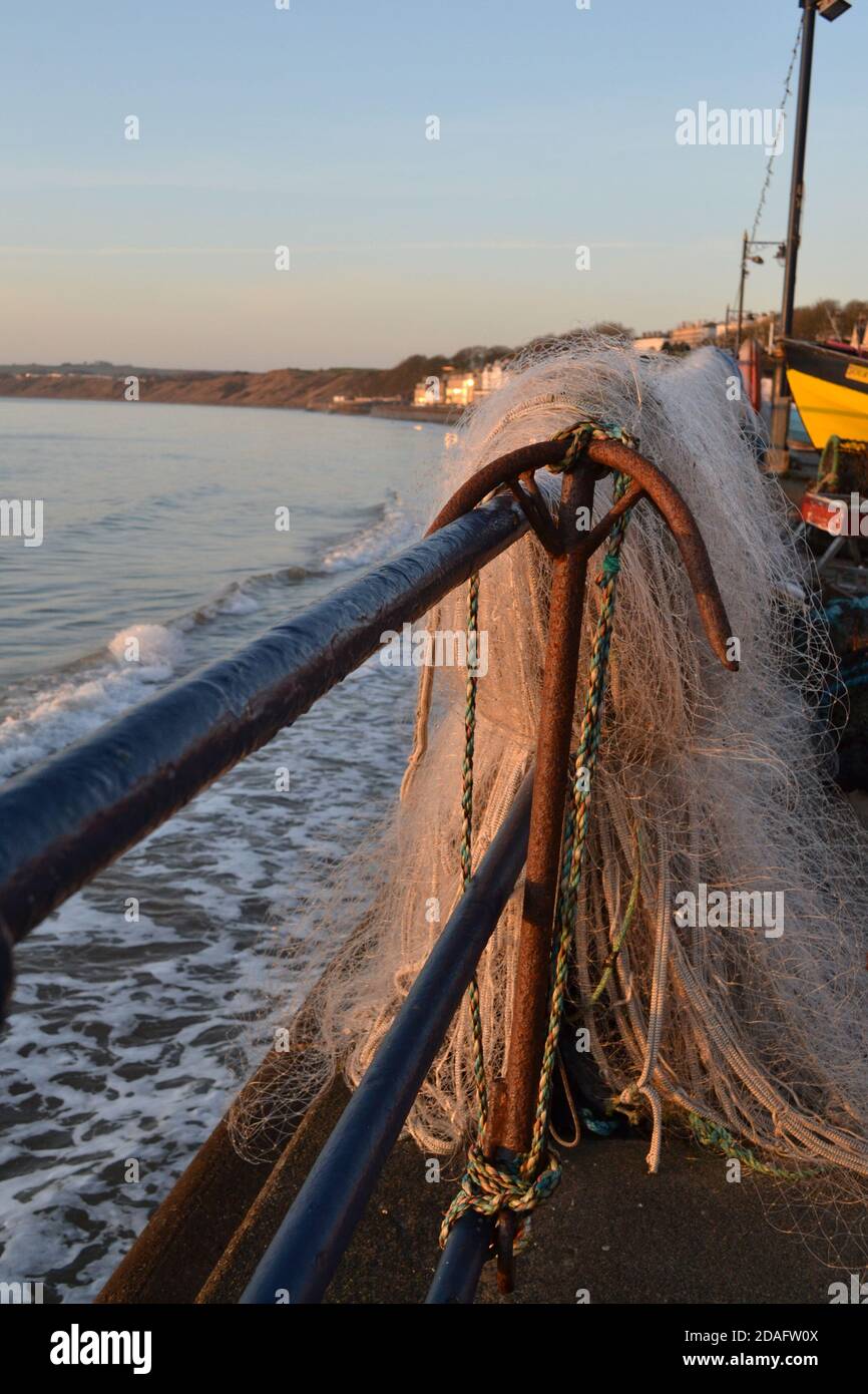 Anchor And Fishing Nets - Filey Seafront - Yorkshire - UK Stock Photo ...
