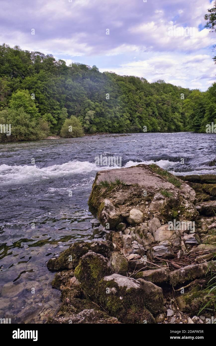 River landscapes on the T River landscapes on the Traun river Stock ...