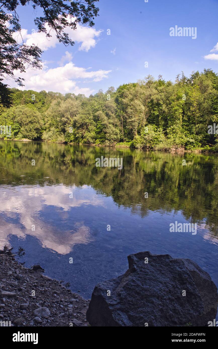 River landscapes on the T River landscapes on the Traun river Stock ...