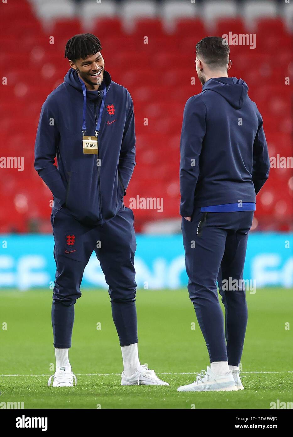 England's Tyrone Mings (left) and Declan Rice on the pitch before the ...
