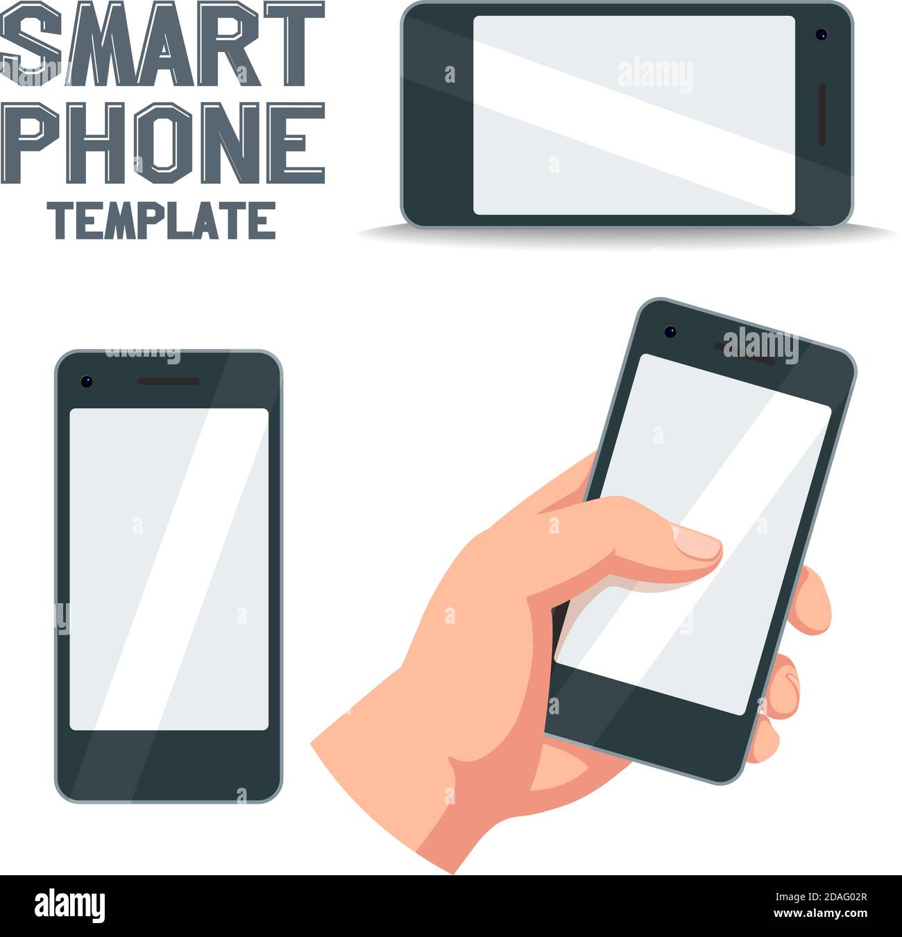 Smartphone with a blank screen. Vector template for text insertion ...