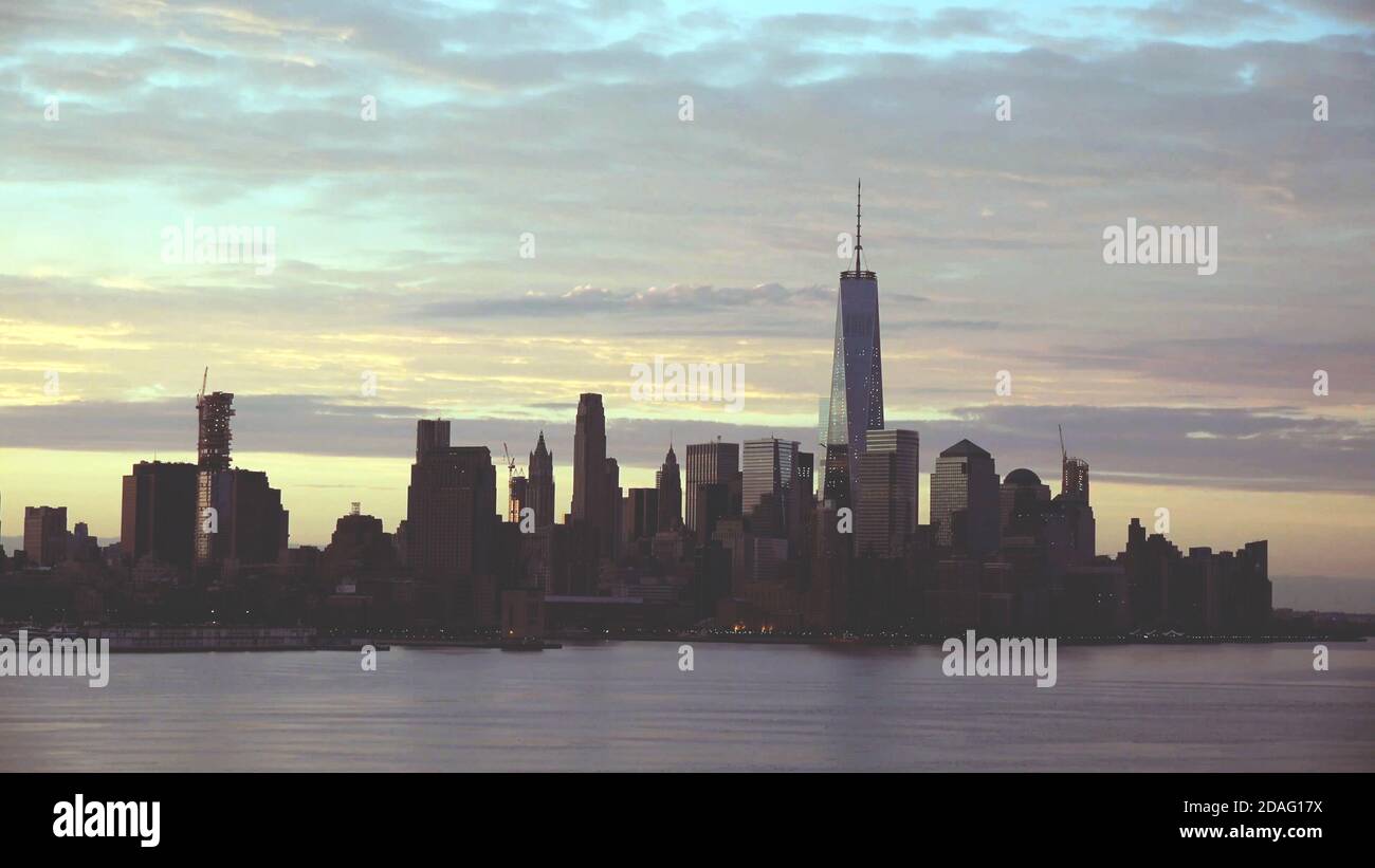 Aerial night view of lower manhattan hi-res stock photography and ...