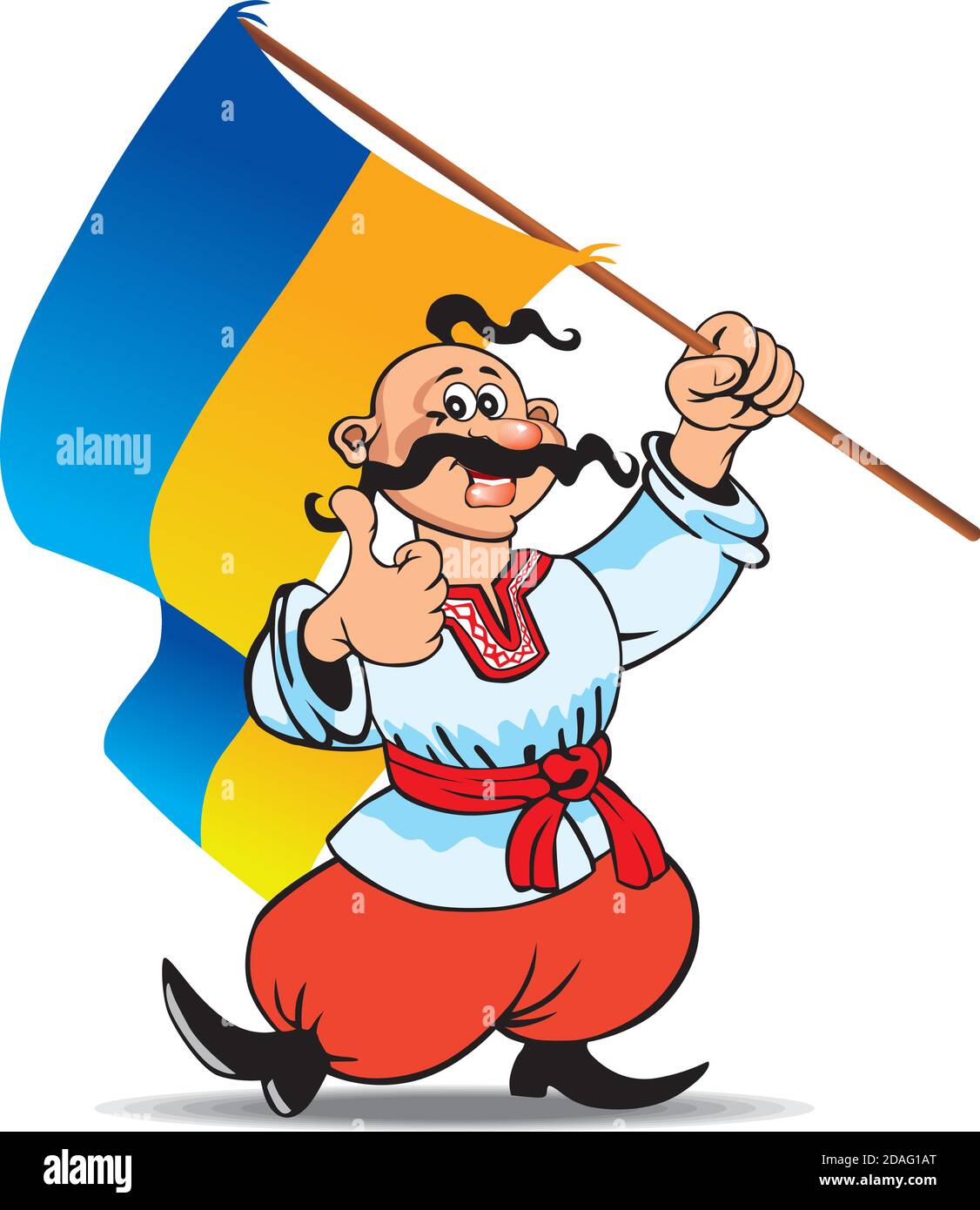 Ukrainian Cossack in ethnic dress with the flag of Ukraine Stock Vector ...
