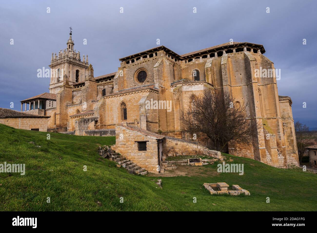 old gothic style catholic church back view with a dramatic sky Stock ...