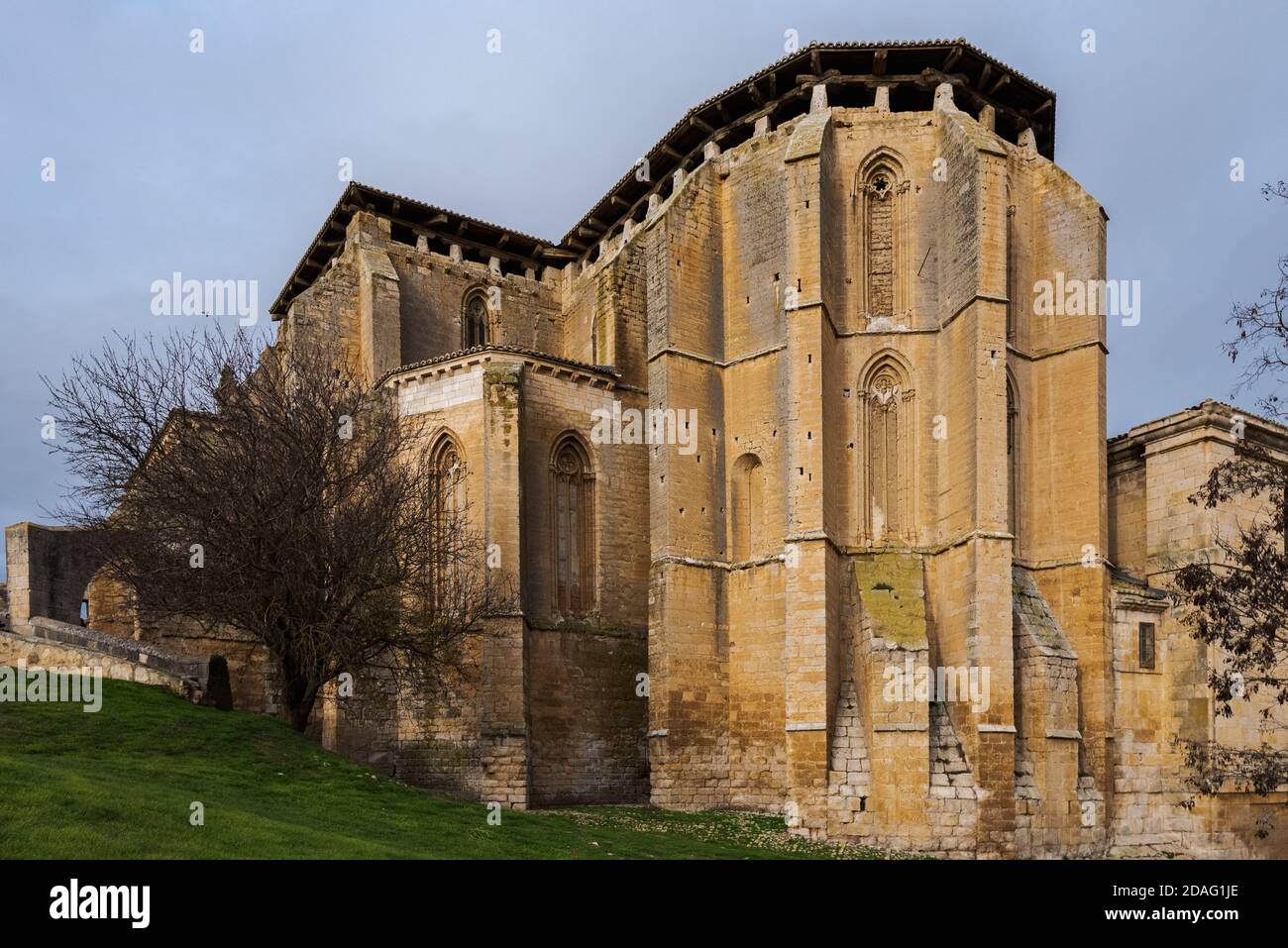old gothic style catholic church back view with a dramatic sky Stock ...