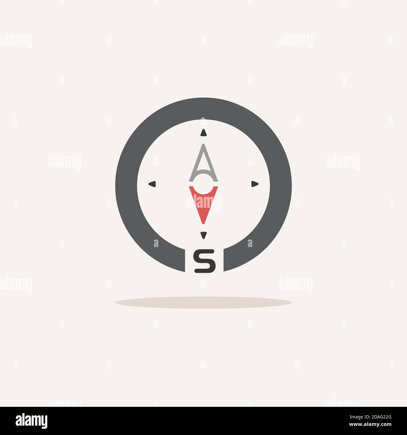 South direction. Compass. Color icon with shadow. Weather glyph vector ...