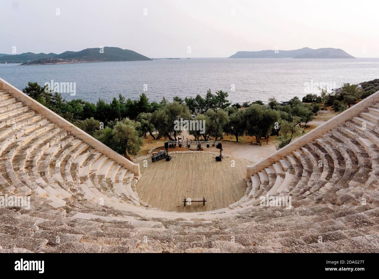 Ancient Greek amphitheater in Kas (Turkey). Antique amphitheater by the ...