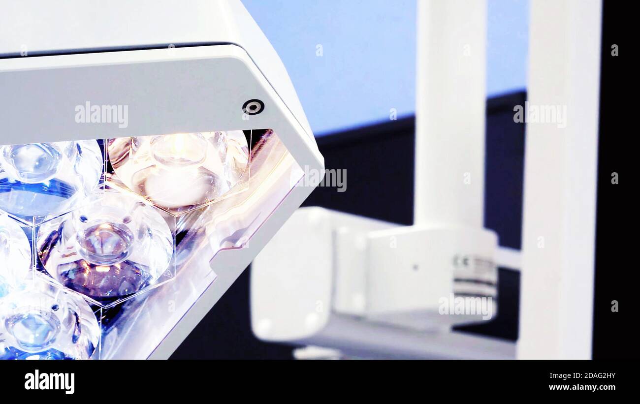 medical surgical light lamp equipments in operation room. close up with ...